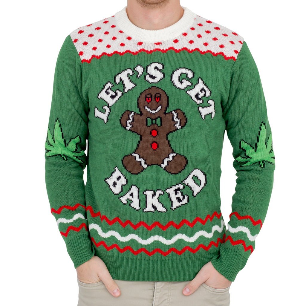 Let's Get Baked Happy Gingerbread Tacky Christmas Sweater