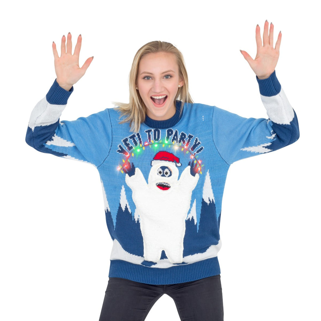 Women's Yeti to Party Abominable Snowman Light up LED Ugly Sweater